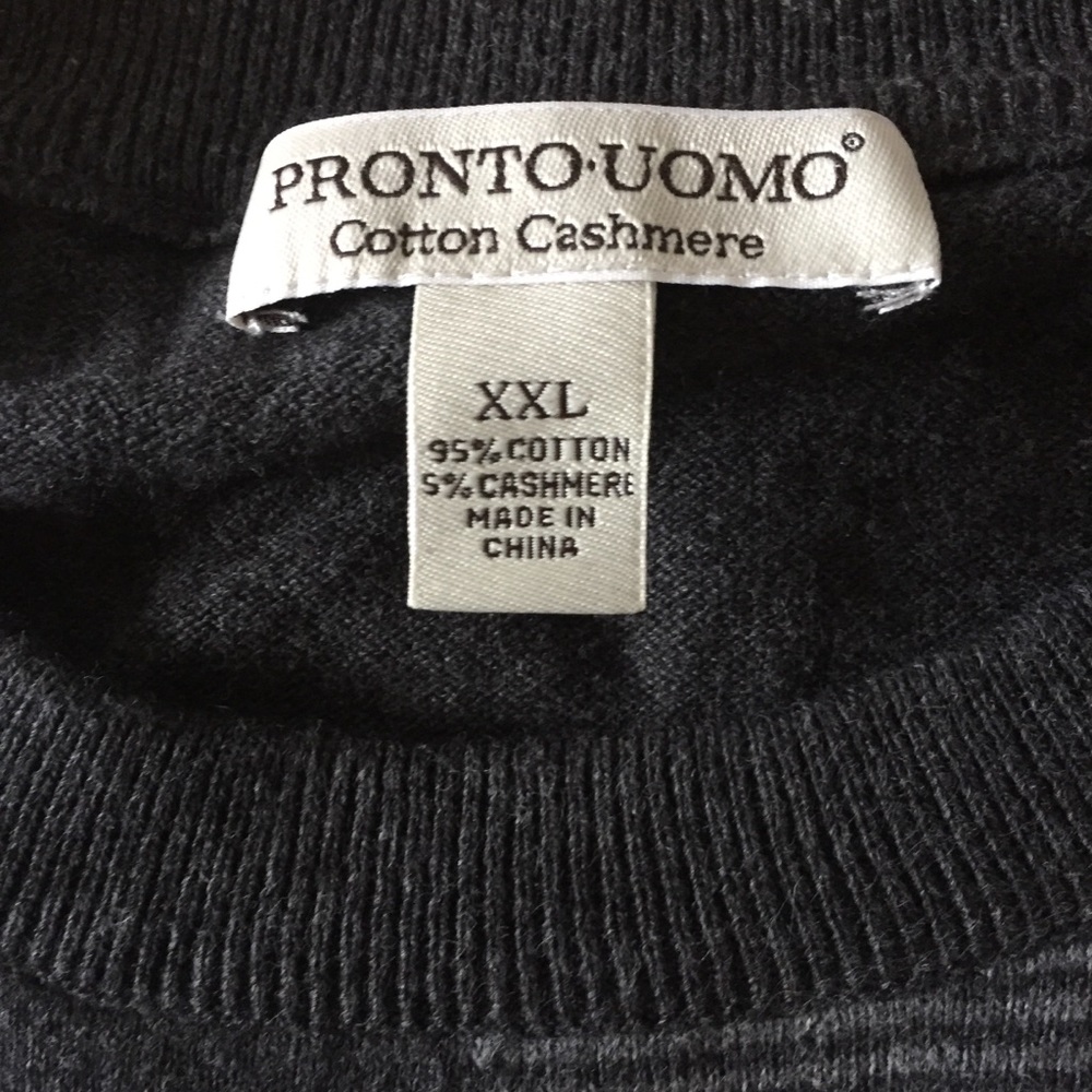 Pronto-Uomo Cotton Cashmere Charcoal Sweater Xxl - Gem